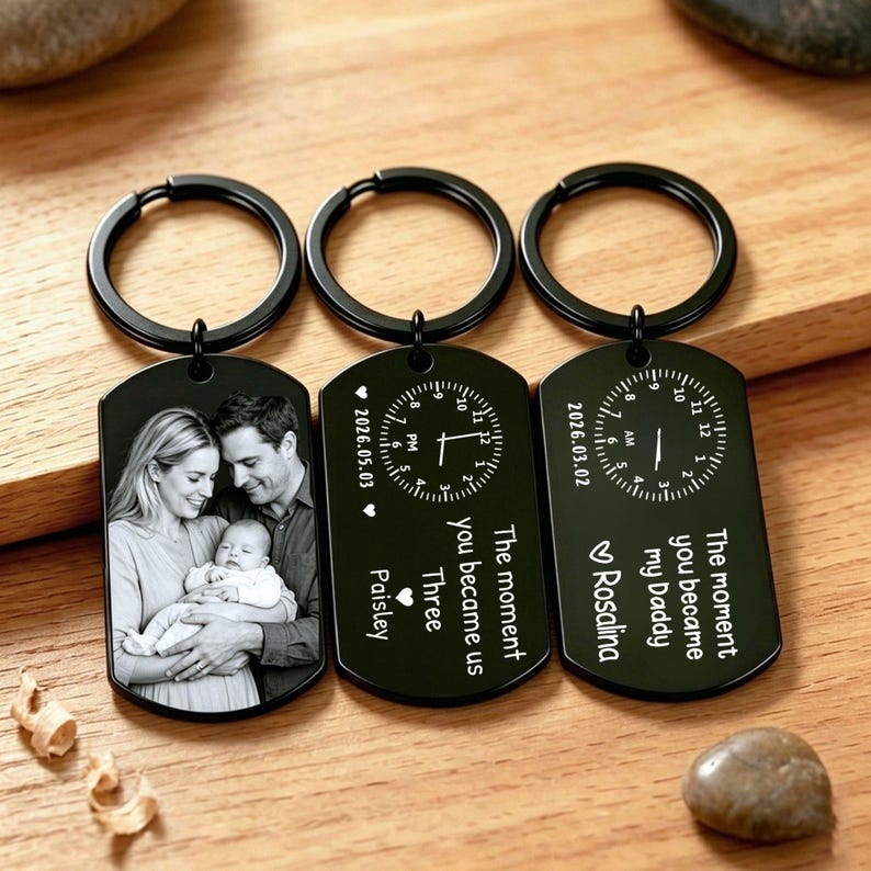 Personalized Baby Photo Keychain, the Moment Keychain, New Born ...