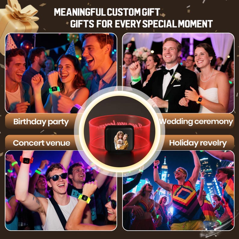 Personalized Glow Bracelets LED Light up Concert Glow in the Dark Party ...