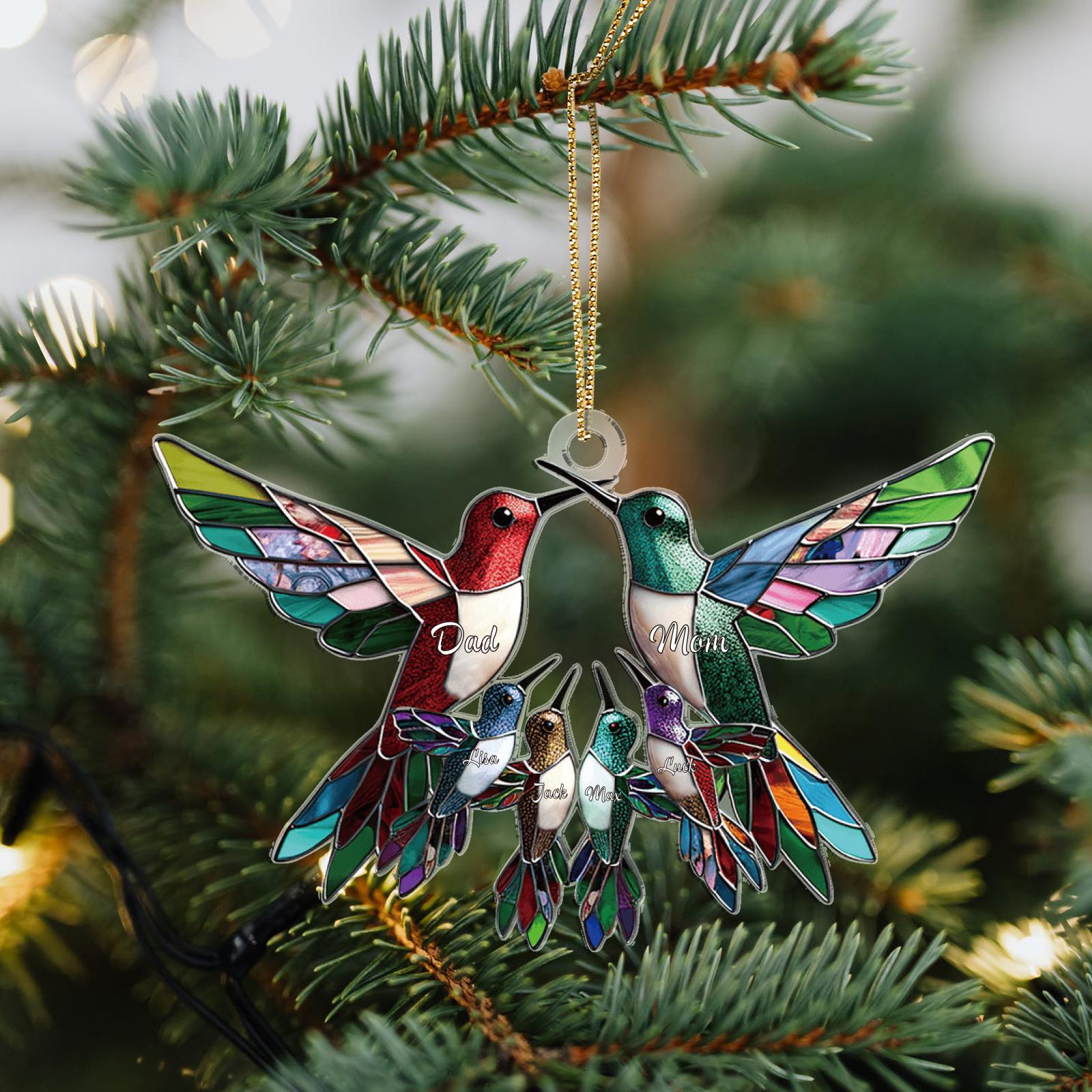 Personalized Hummingbird Christmas Tree Ornament, Family Name Acrylic ...