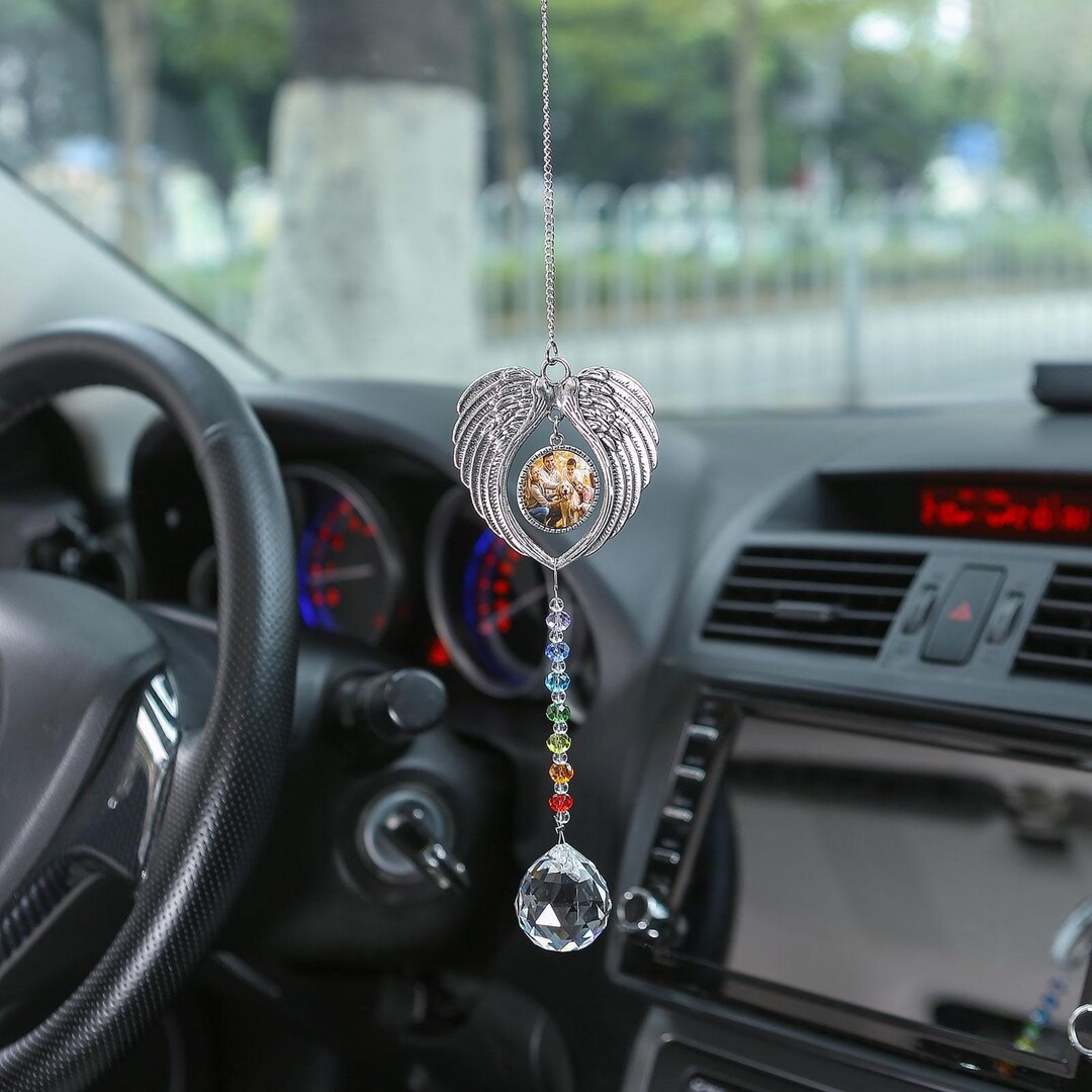 Custom Photo Angel Wings Memorial Hanging Crystal Charm, Photo ...