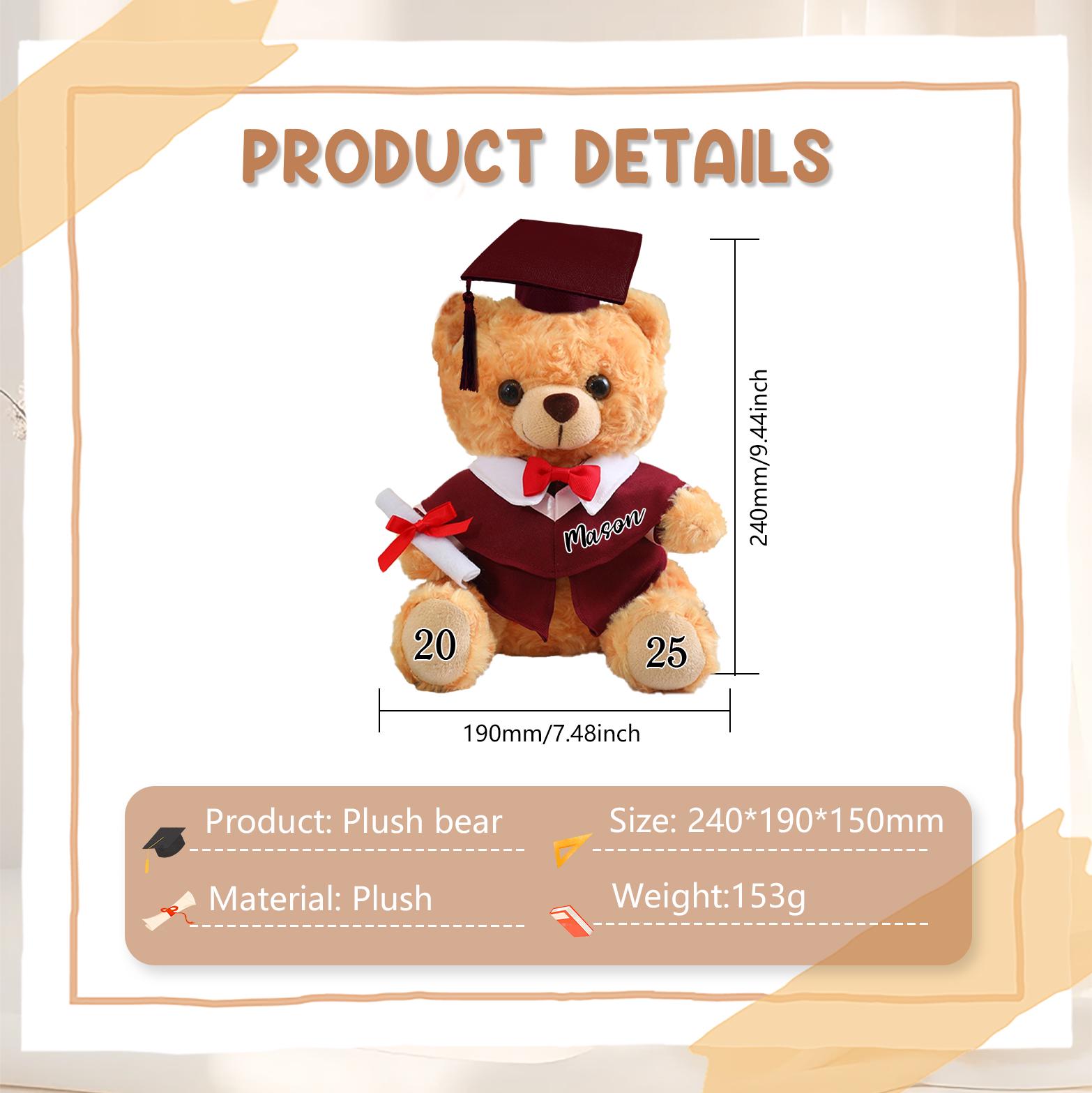 Personalized Graduation Bear 2025, Graduation Bear With Name, Plush ...
