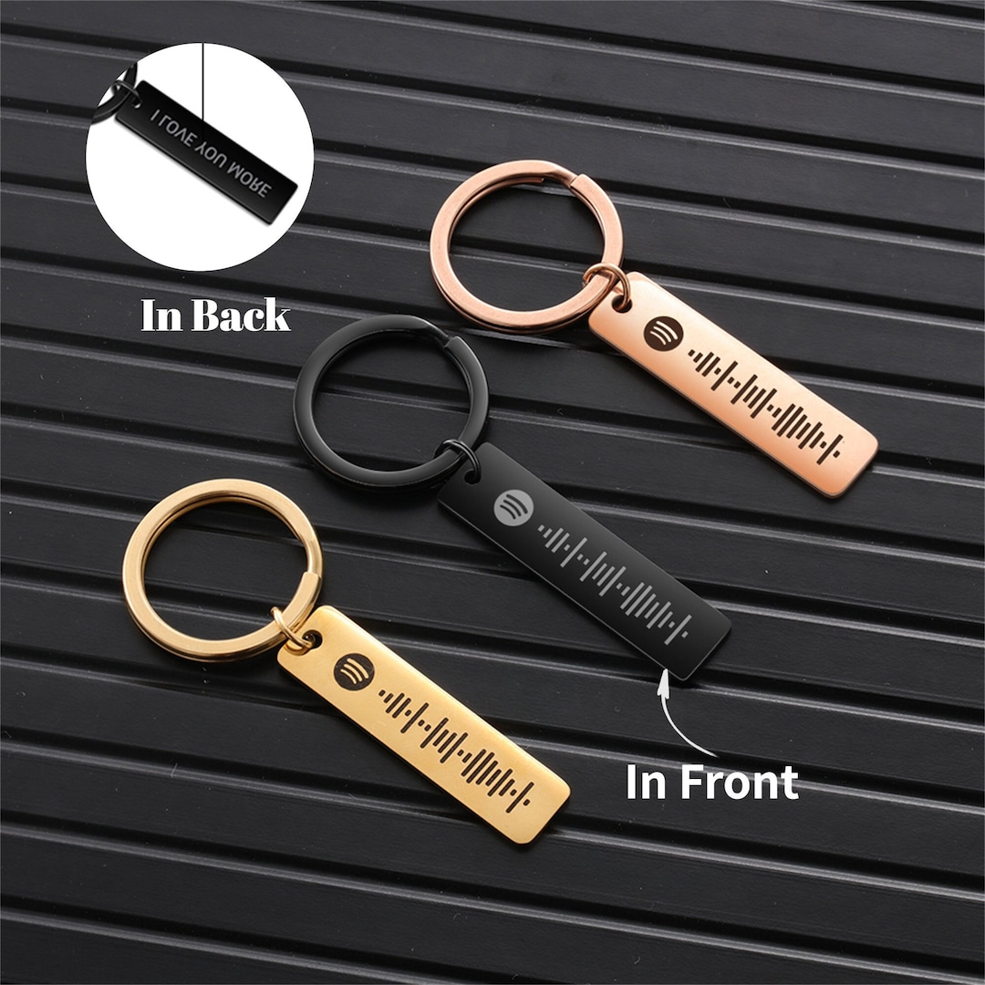 Personalised 4 Styles Music Photo Keyring,music Code Keychain,father ...