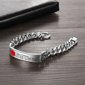 Personalized Medical Alert Stainless Steel Bracelet for Men,medical ...