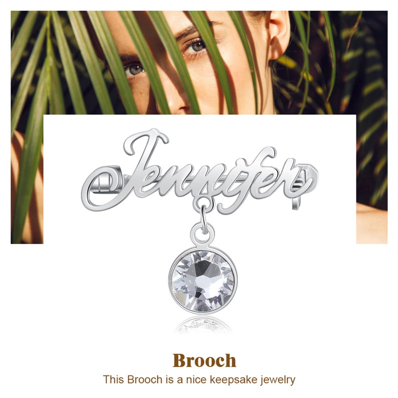 Personalized Name Brooch, Custom Name With Birthstone Pin, Badge to ...