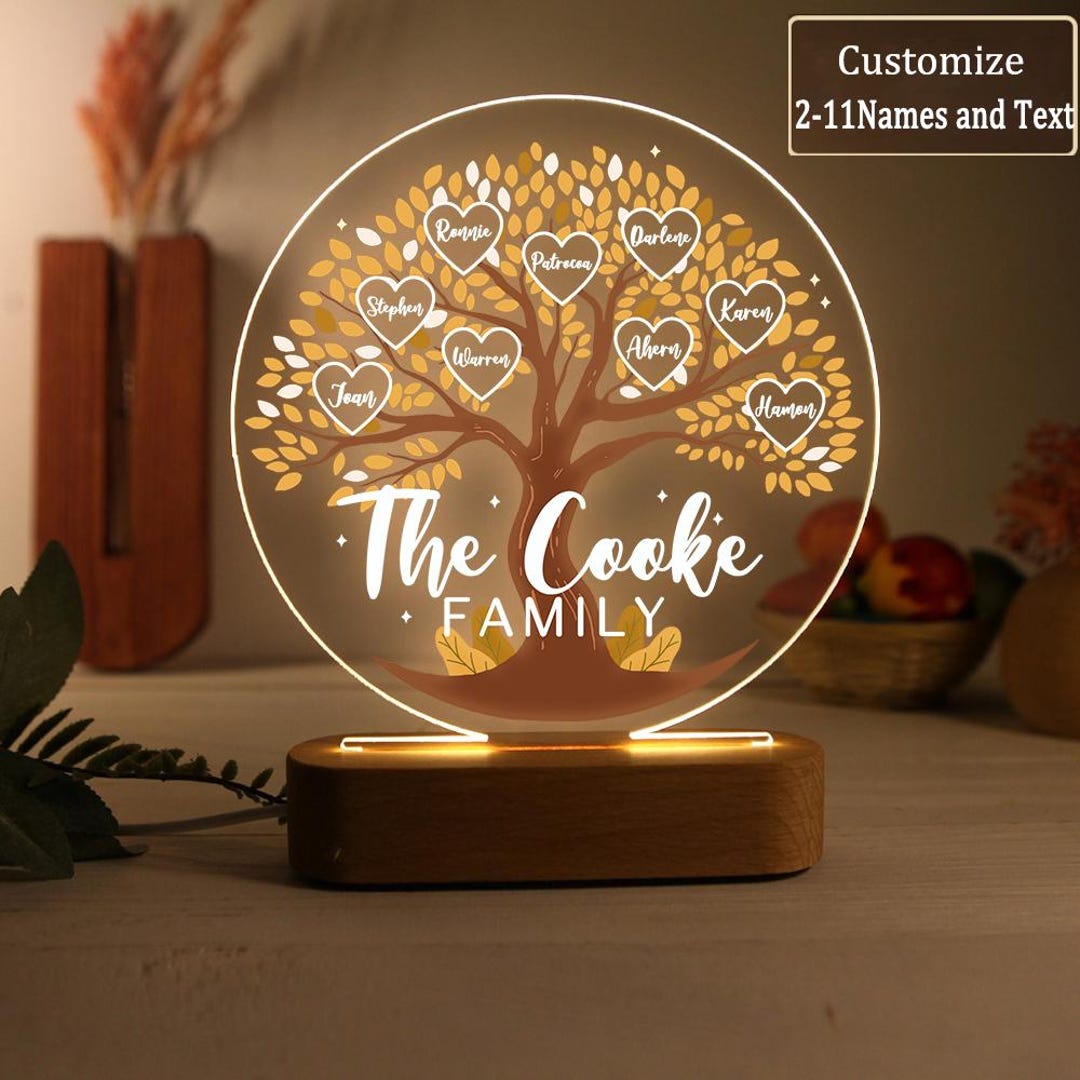 Custom Night Light With Kids Names,tree of Life Names Night Light ...