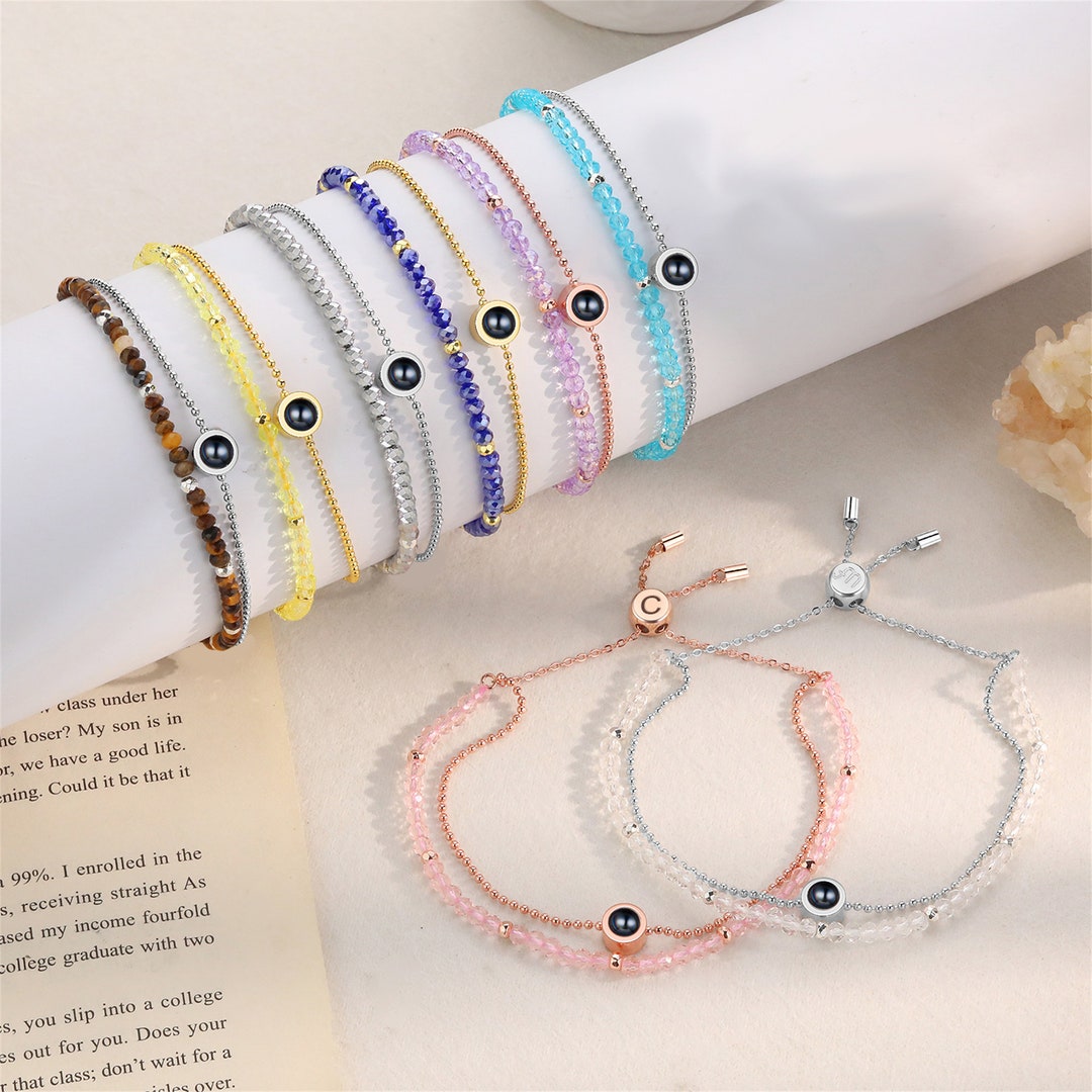Personalized Photo Projection Bracelet,natural Stone With Letter Bracelet,memorial Bracelets for ...