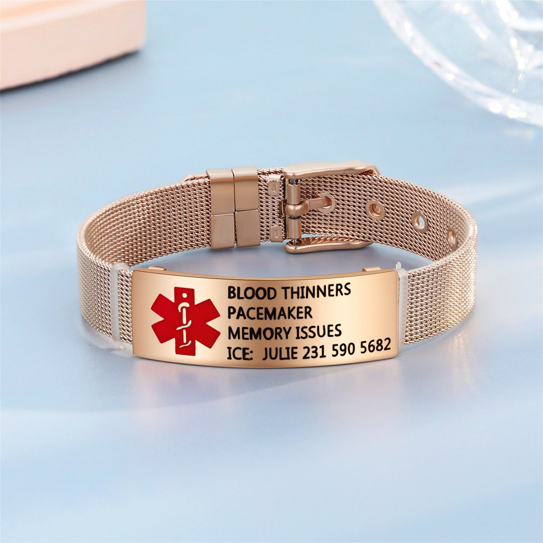 Personalized Medical Alert Stainless Steel Bracelet for Women,medical ...