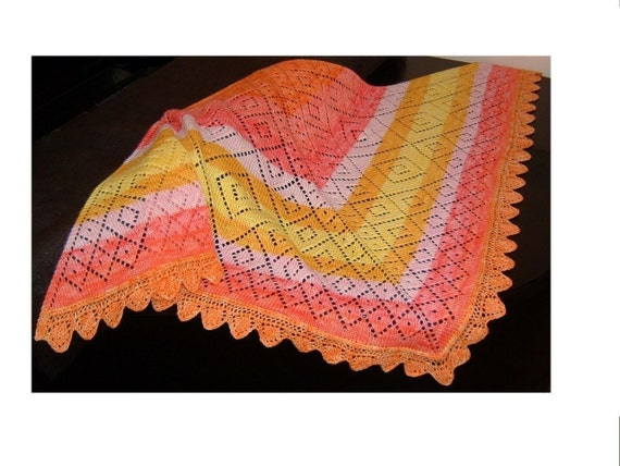 Fractal Diamonds Triangular Lace Shawl Pattern PDF File | Etsy