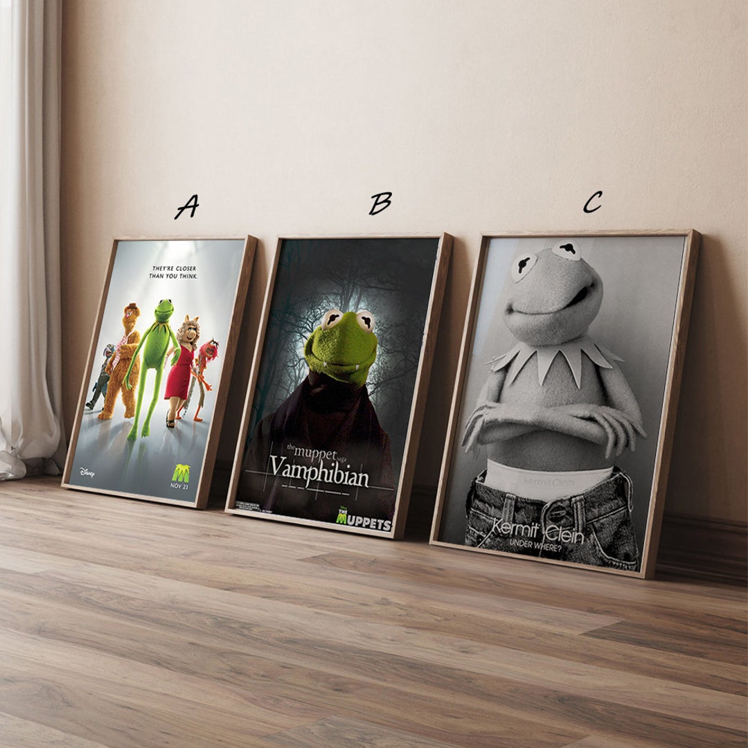 The Muppets Kermit Movie Poster, High Quality Canvas Print Art Posters ...