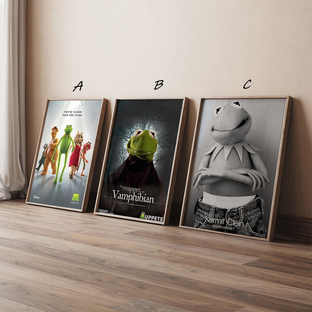 The Muppets Kermit Movie Poster, High Quality Canvas Print Art Posters ...