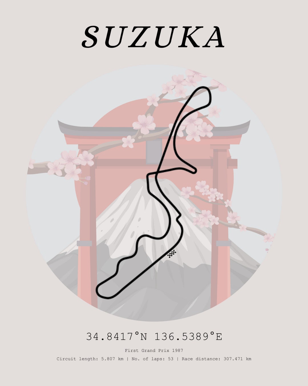 Formula 1 Japan Suzuka Circuit Map - Etsy Australia