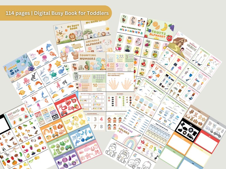 114 Pages Quiet Printable Busy Book for Toddlers, Homeschool Resources ...