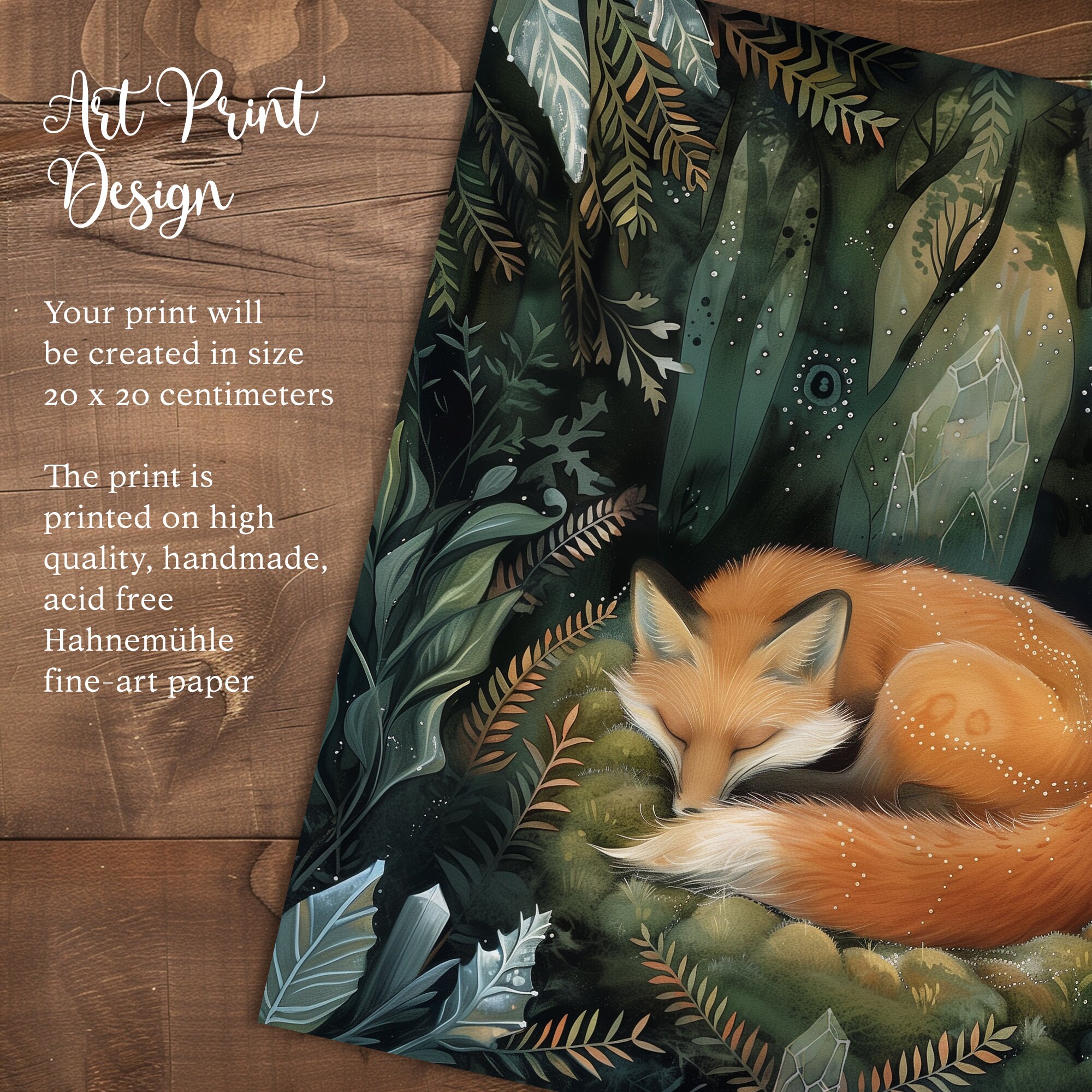 Sleeping Boho Fox Fine Art Print, Enchanted Handpainted Style ...