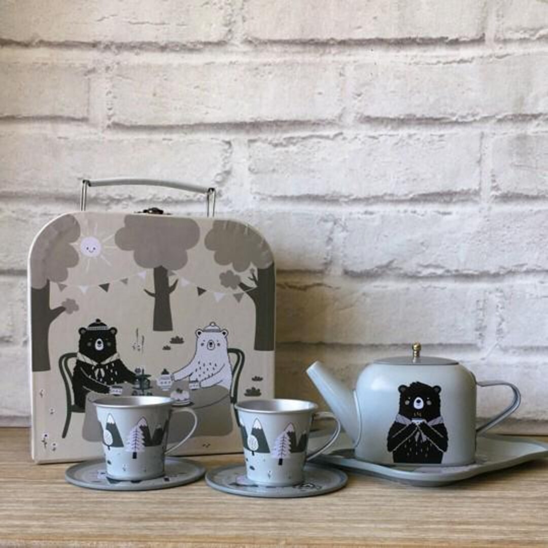 Bear Kids Tea for 2 Set Children Tin Tea Coffee Set Tea Party Set High ...