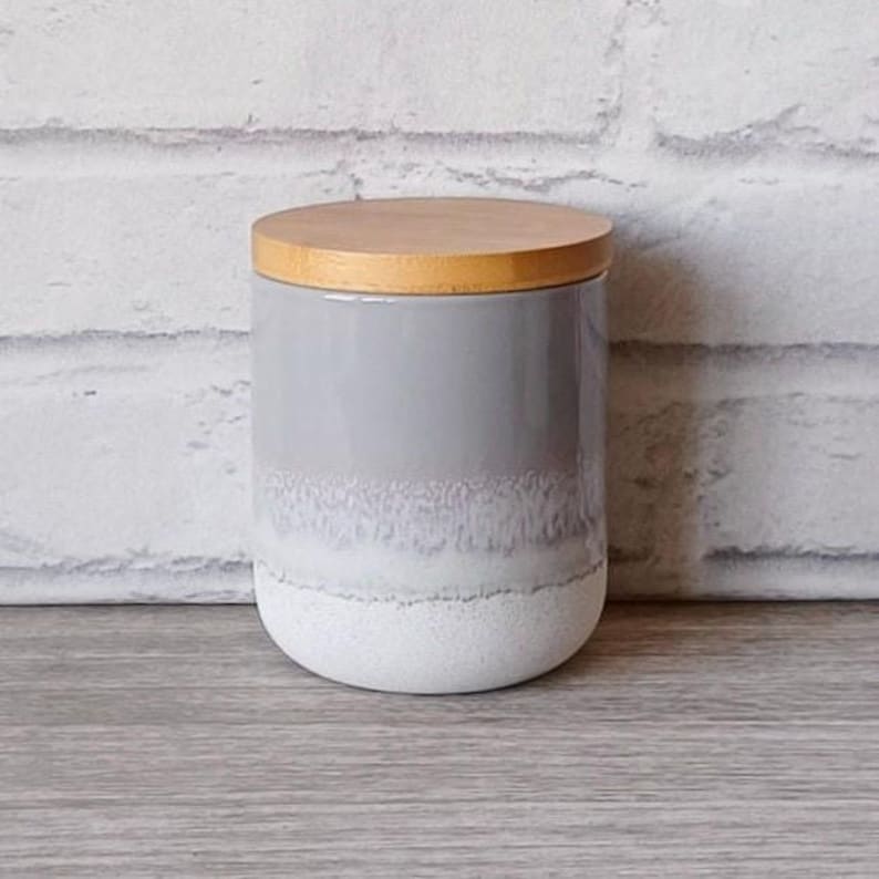 Grey Stone Effect Mojave Glaze Kitchen Canister Tea Coffee Sugar Jars ...