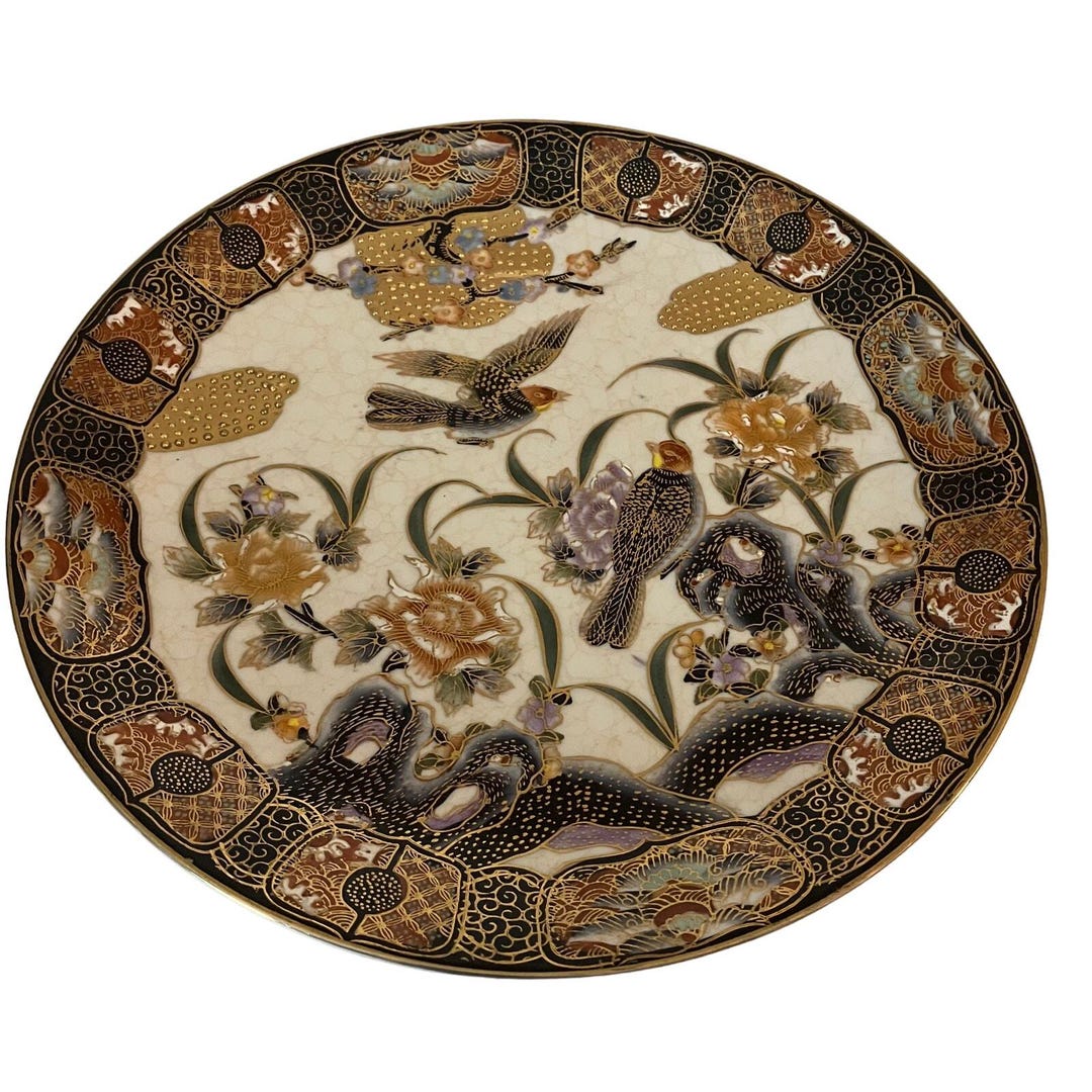 Satsuma Hand Painted With Gold Details Decorative Embossed Plate of ...