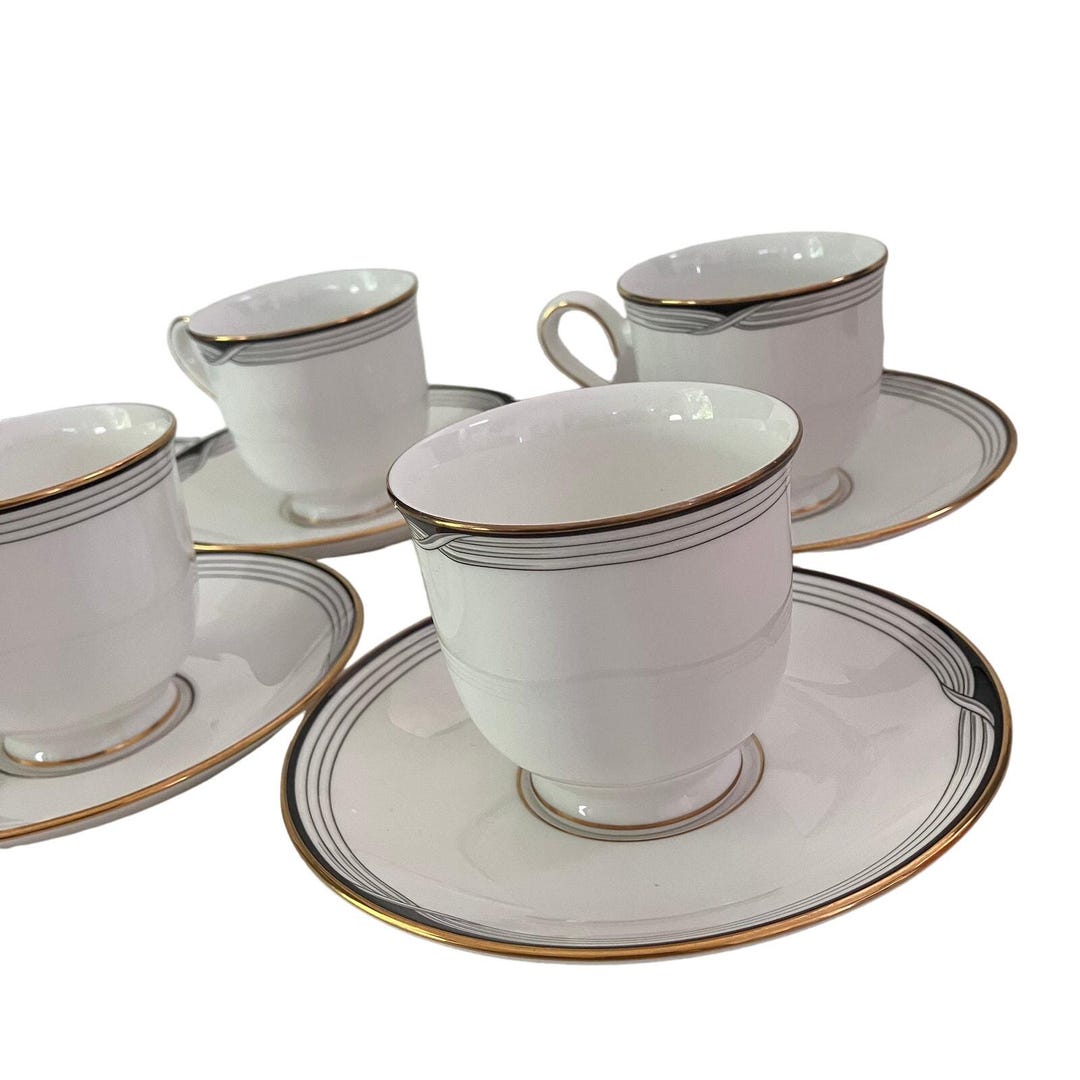 Set of 4 Lenox Debut Collection ERICA Porcelain Teacups & Saucers - Etsy