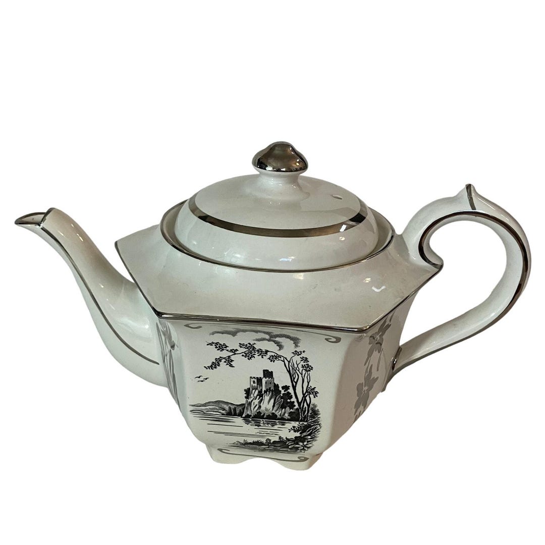 SADLER Hexagonal Porcelain Teapot, “castle on a Lake”, #1841, England ...