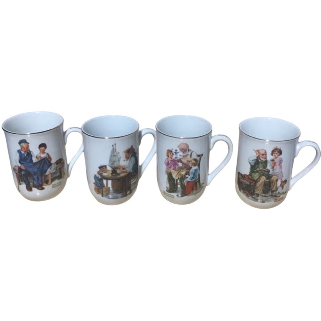 Authentic Norman Rockwell 4 Set Cups From Norman Rockwell Museum - Etsy