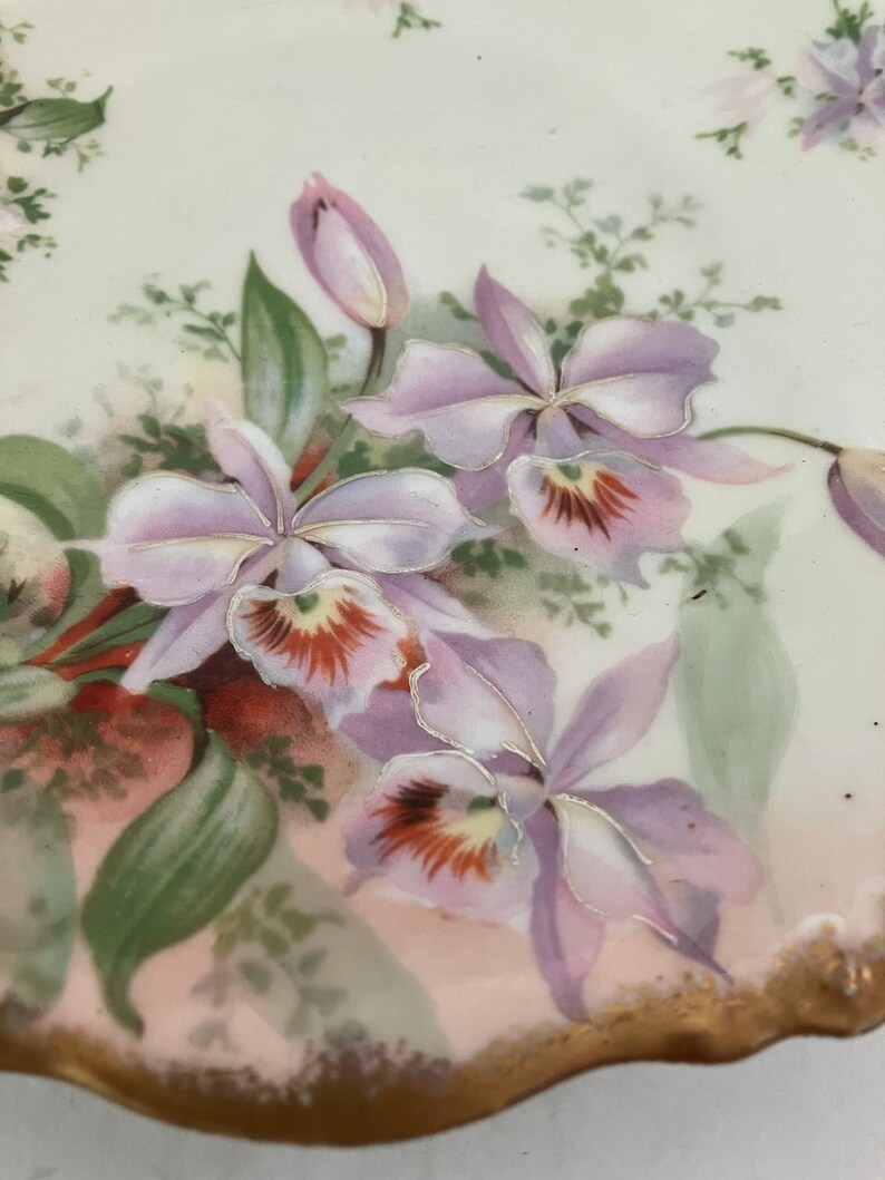 Elite Works Porcelain Plate, Limoges, France, Hand Painted Pink/purple ...