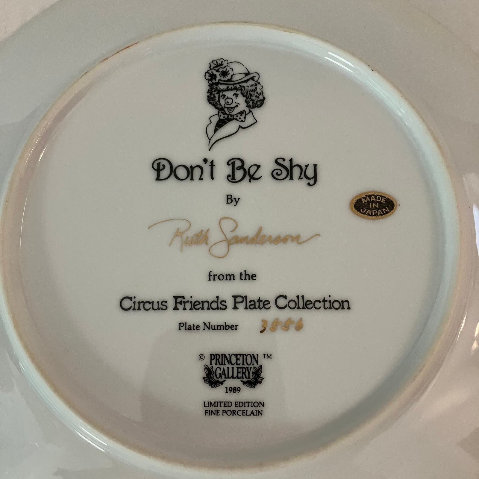 3 Circus Friends Clown Porcelain Plates, Ruth Sanderson, Princeton ...