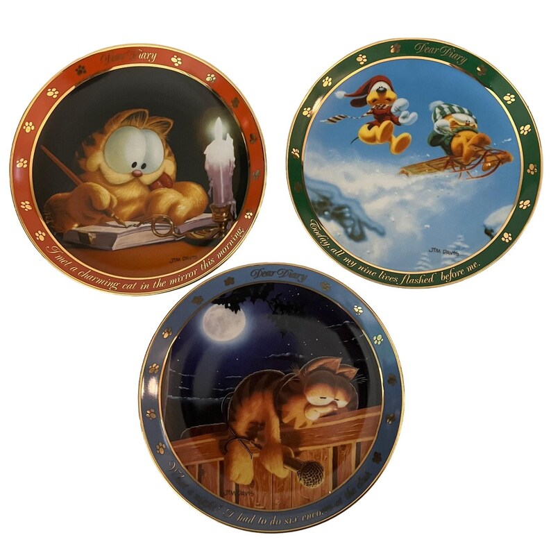 Danbury Mint 3 Garfield Porcelain Collector Plates, Dear Diary Series ...