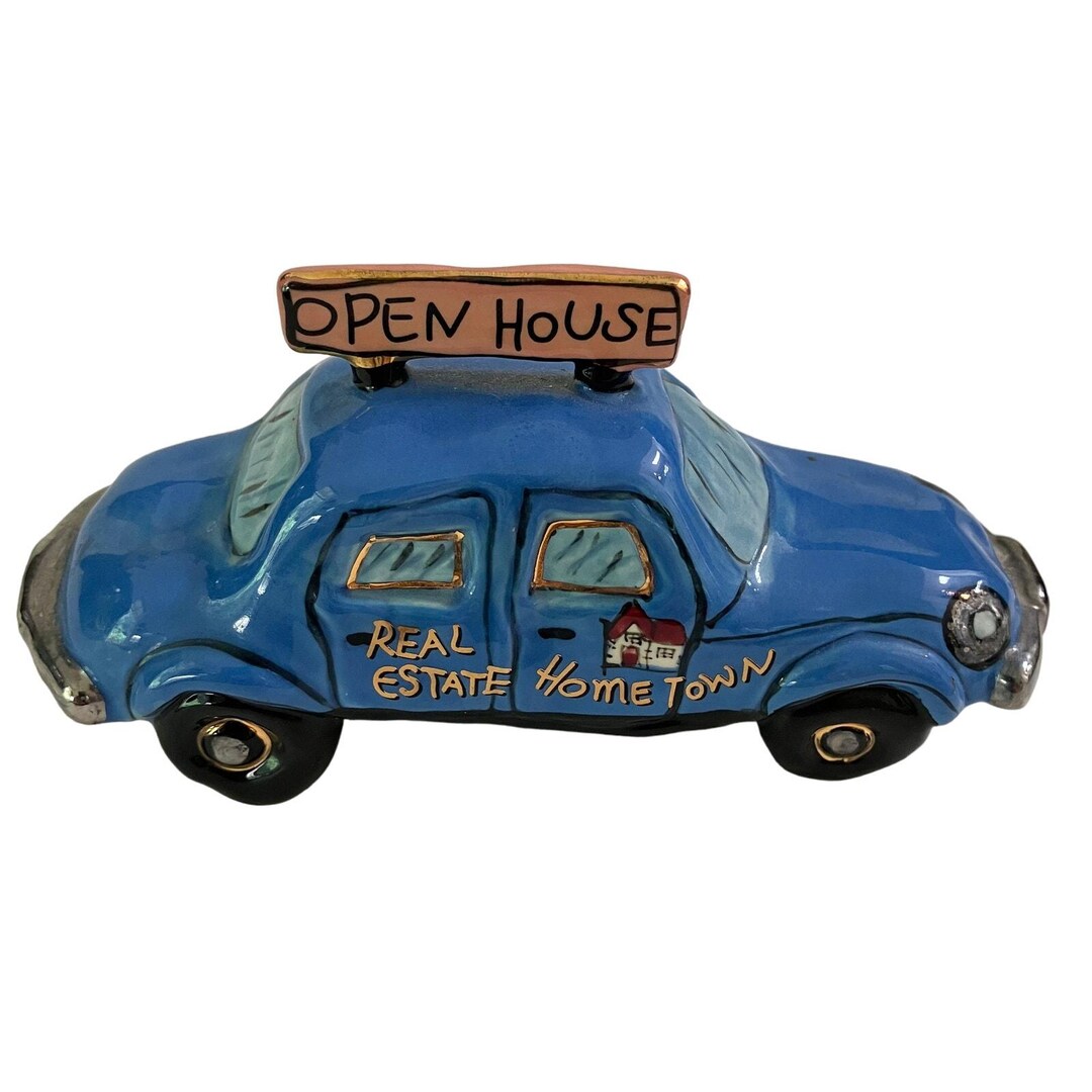 Blue Sky - Blue Open House Real Estate Home Town Car Ceramic Figurine ...