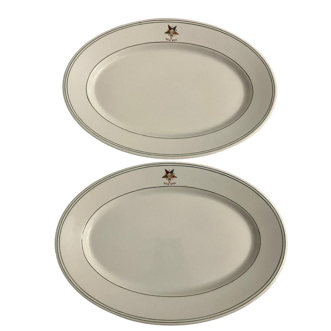 Set of 2 Order of the Eastern Star Masonic Syracuse China Oval Serving ...
