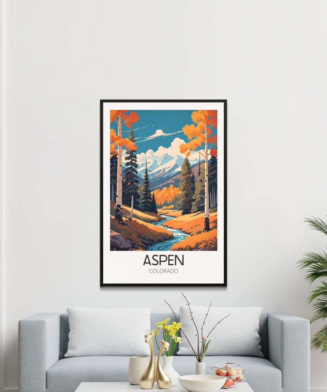Vintage Aspen Colorado Travel Poster, Retro Style Wall Art, Colorful ...