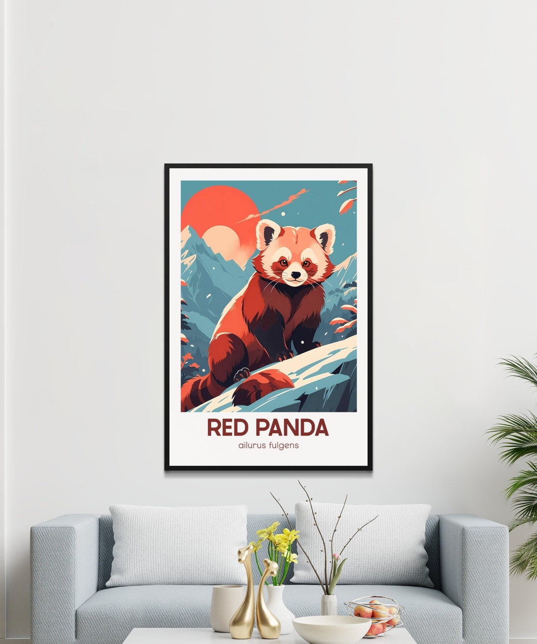 Vintage Red Panda Travel Poster, Retro Inspired Wall Art, Wildlife Home ...