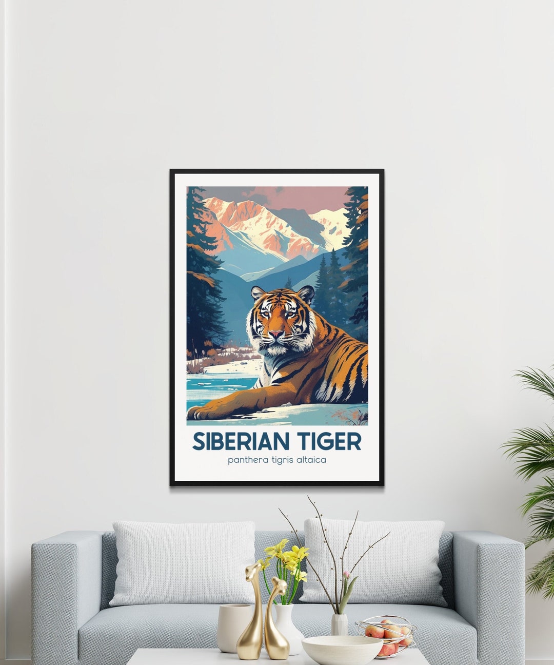 Vintage Siberian Tiger Poster, Retro Style Wall Art, Endangered Species ...