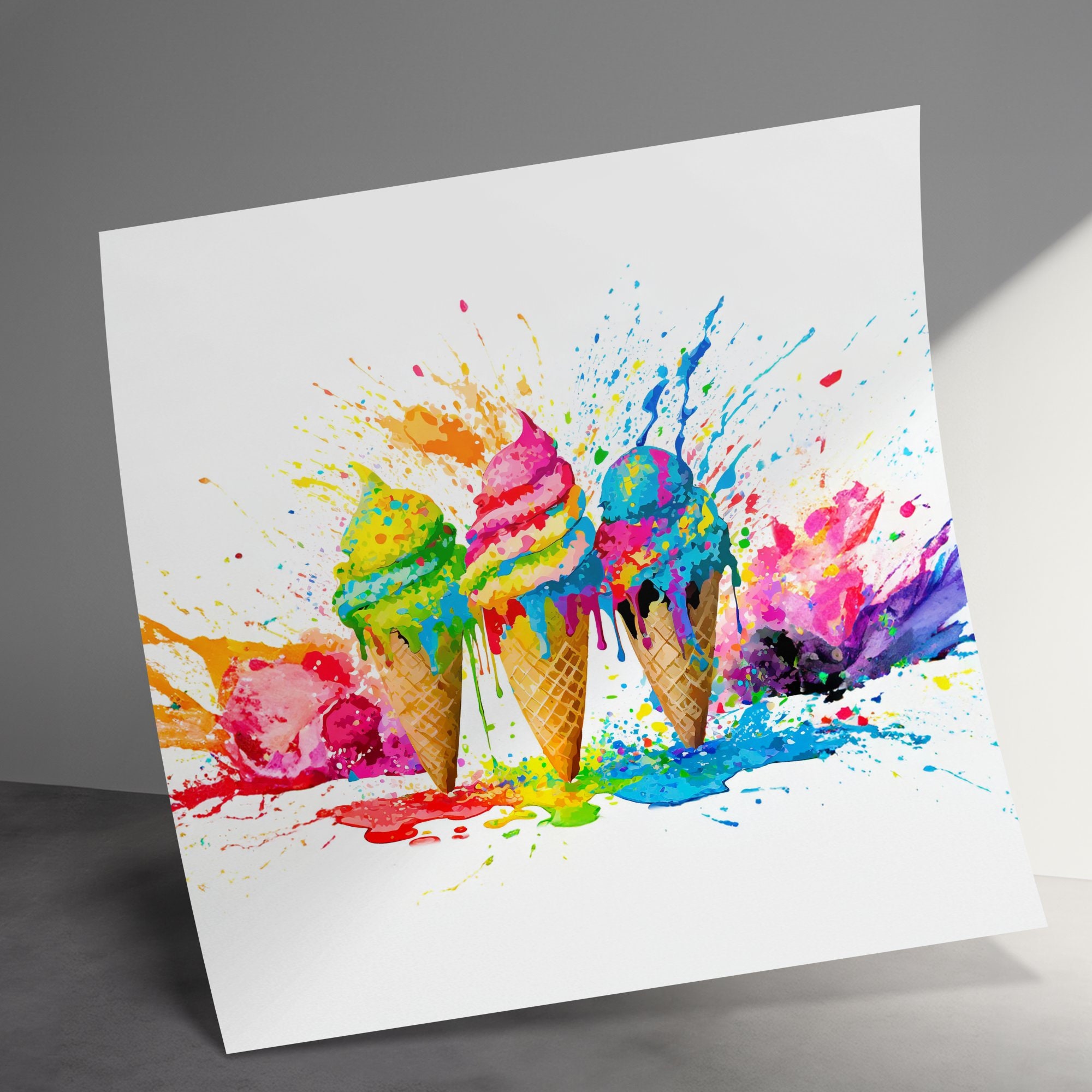 Colorful Ice Cream Wall Art, Vibrant Ice Cream Poster, Dopamine Decor ...