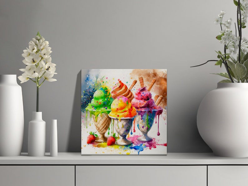 Colorful Ice Cream Wall Art, Dopamine Decor Wall Print, Vibrant Kitchen ...