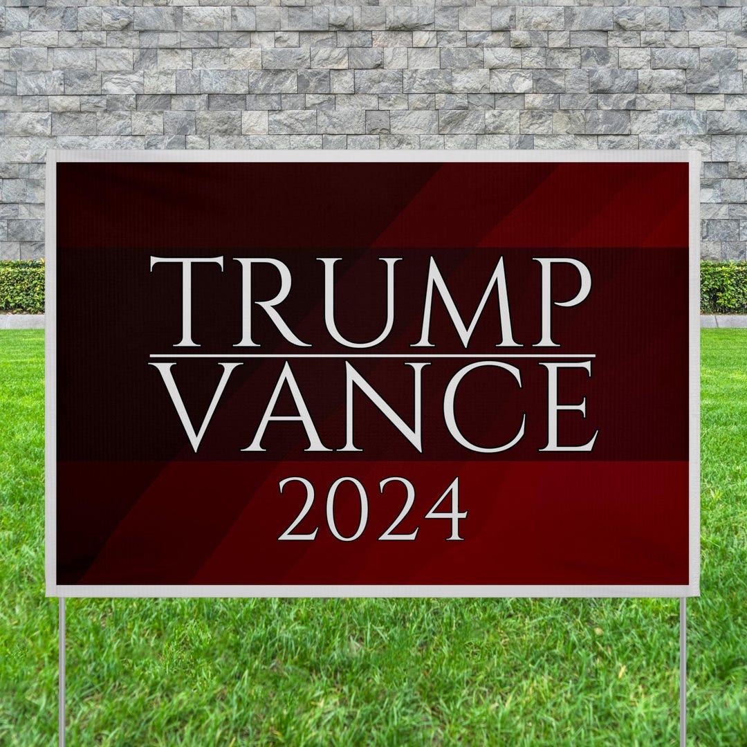 Donald Trump J.D. Vance 2024 Yard Sign US Election Double Sided Vinyl ...