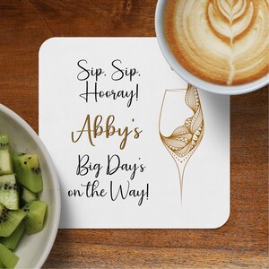 Custom Luncheon Beverage Napkins and Coasters, Sip Sip Hooray, Bridal ...