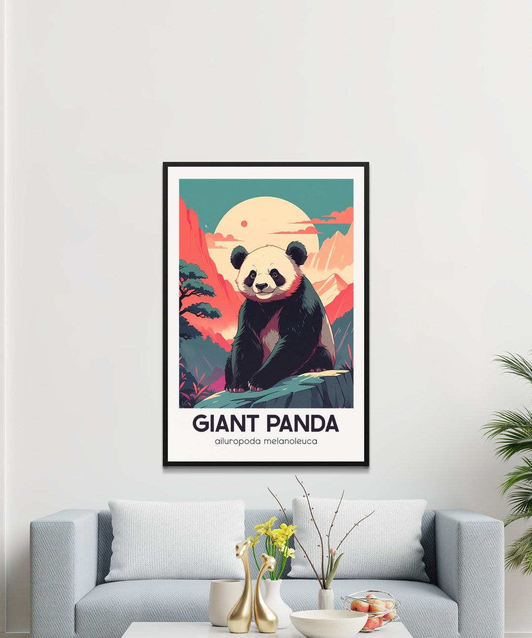 Retro Giant Panda Poster, Endangered Species Wall Art, Vintage Style ...