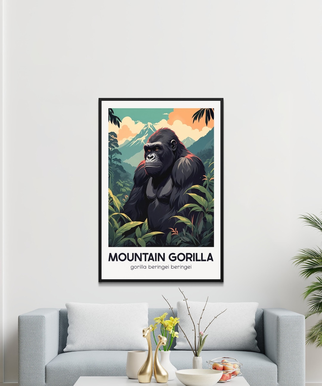 Endangered Mountain Gorilla Retro Poster, Vintage Style Wall Art ...