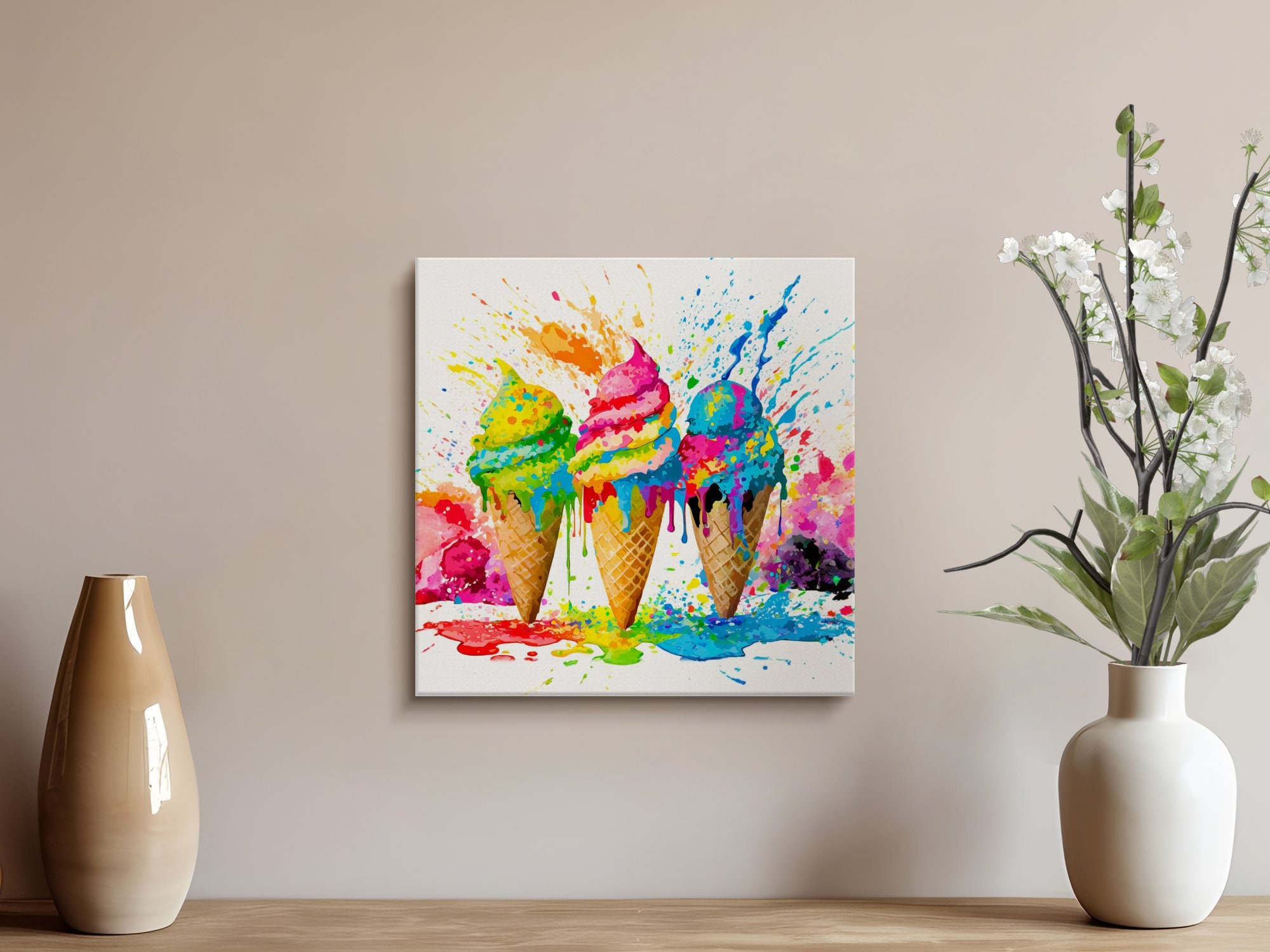 Colorful Ice Cream Wall Art, Vibrant Ice Cream Poster, Dopamine Decor ...