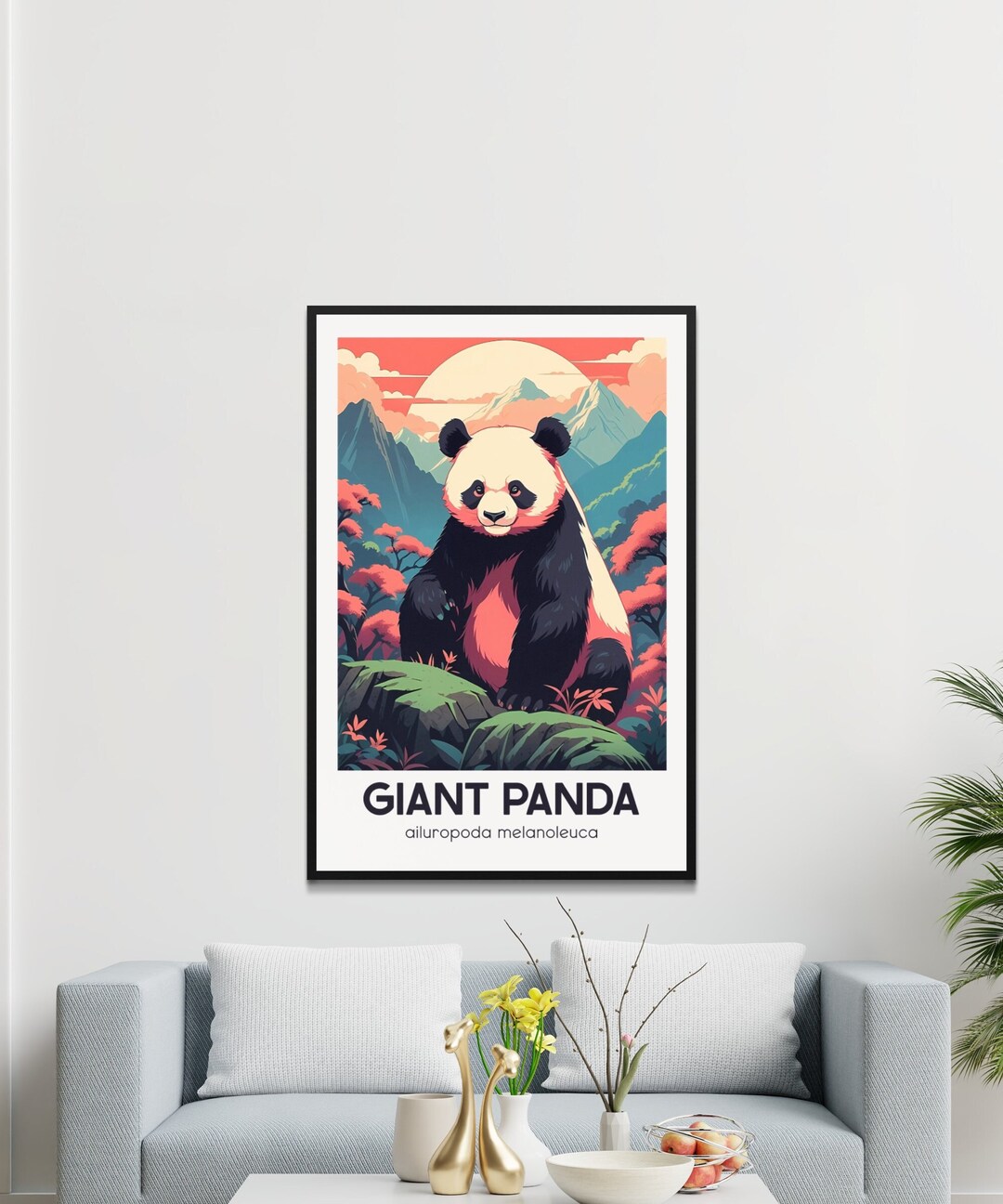 Retro Giant Panda Poster, Vintage Endangered Species Wall Art, Nature ...