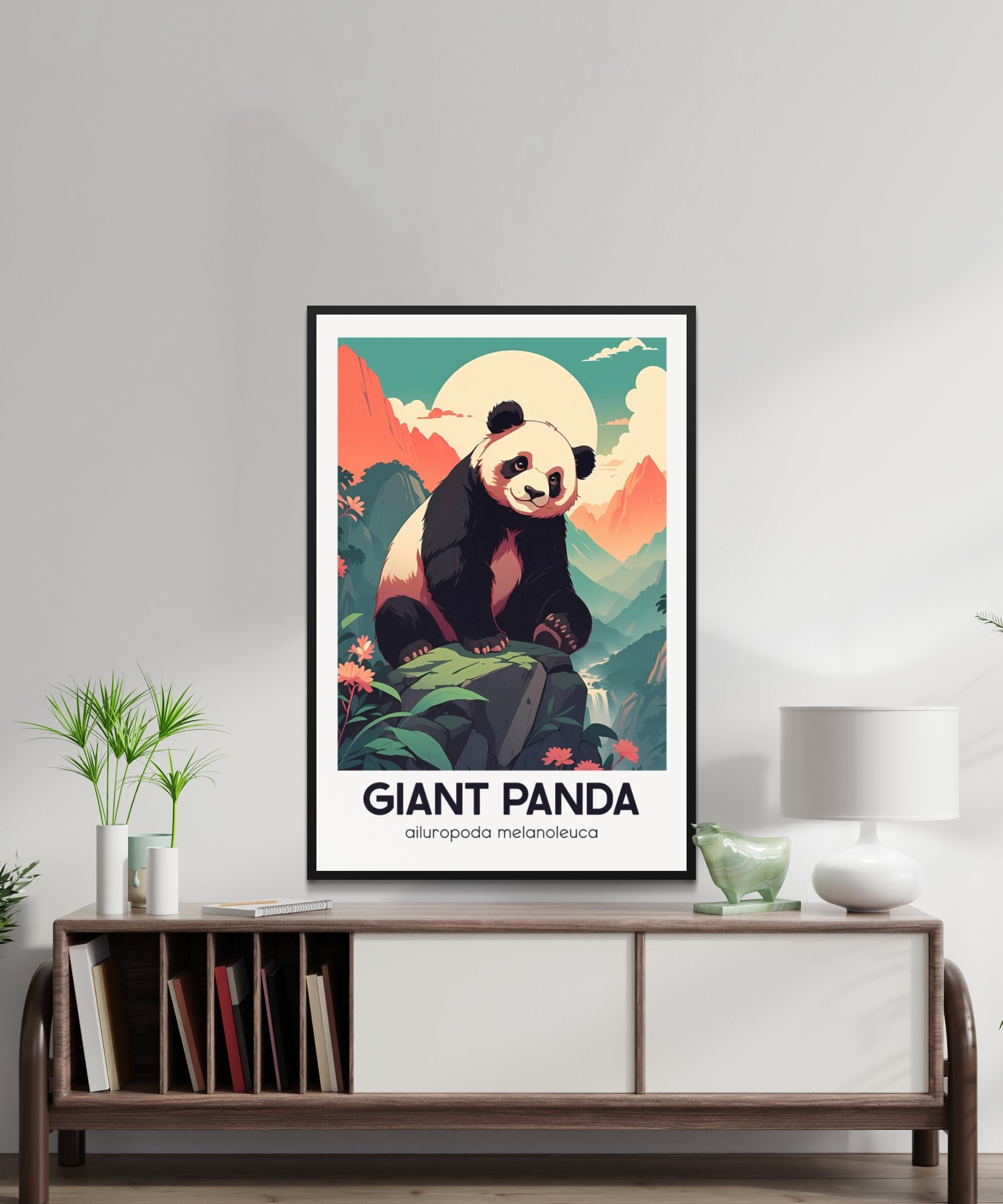 Vintage Giant Panda Poster, Endangered Species Wall Art, Retro Style ...