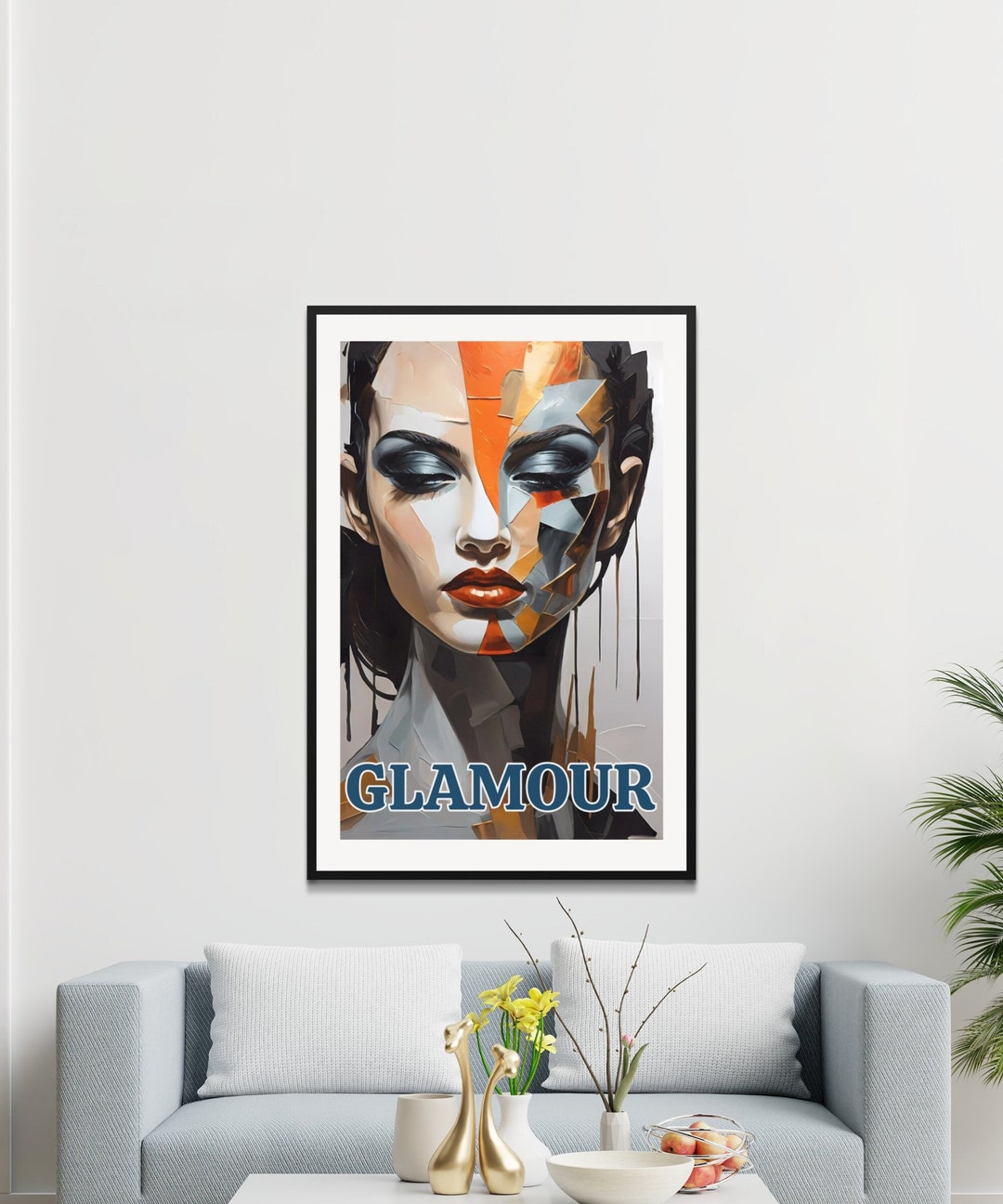 Personalized Glamour Wall Art Poster, Custom Modern Abstract Portrait ...