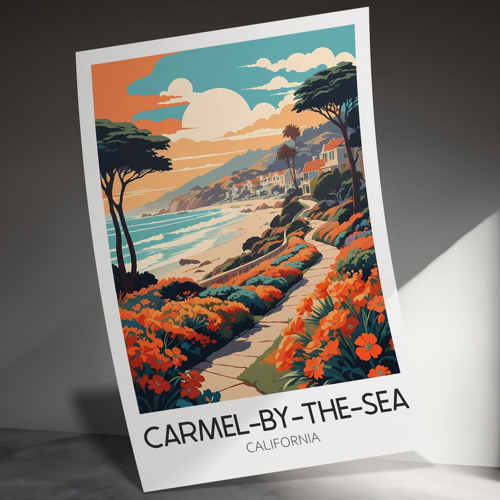 Vintage Carmel-by-the-sea California Travel Poster, Retro Style Wall ...