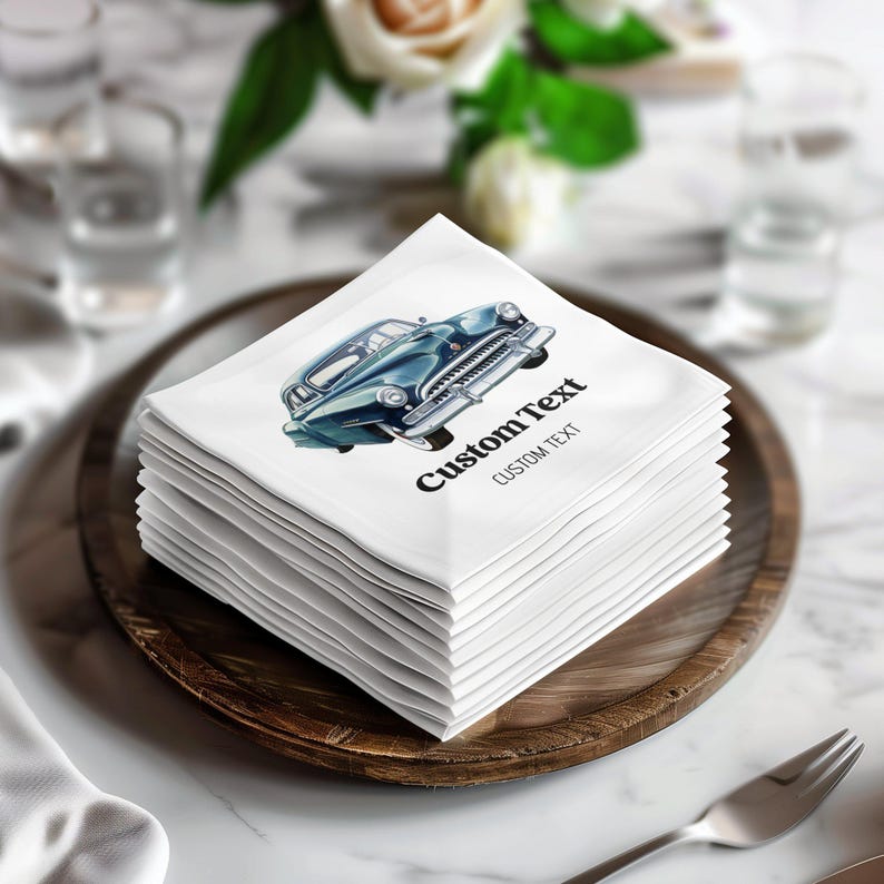 Custom Retro Car Napkins and Coasters, Perfect for Vintage Themed ...