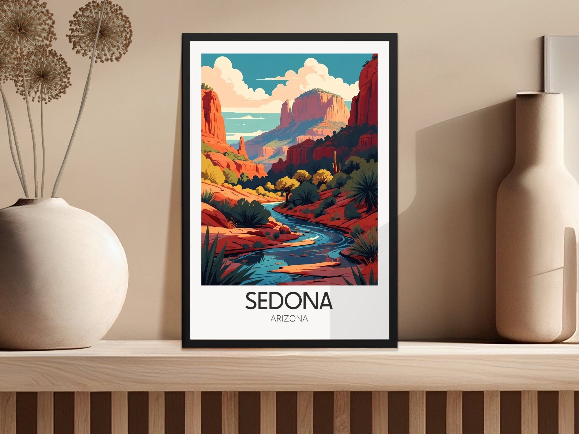 Vintage Sedona Arizona Travel Poster, Retro Style Wall Art, Colorful ...