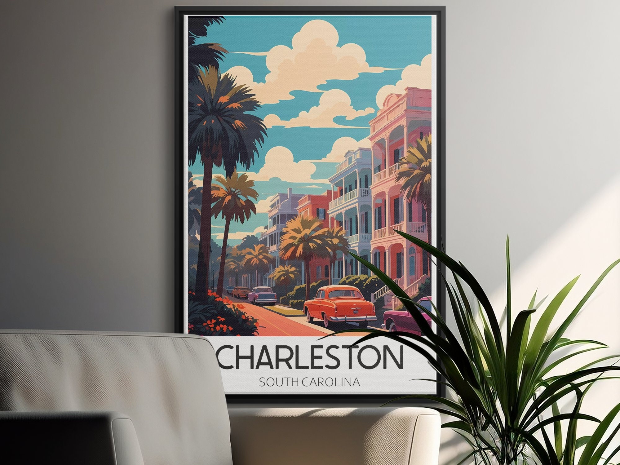 Vintage Charleston South Carolina Travel Poster, Retro USA City Wall ...