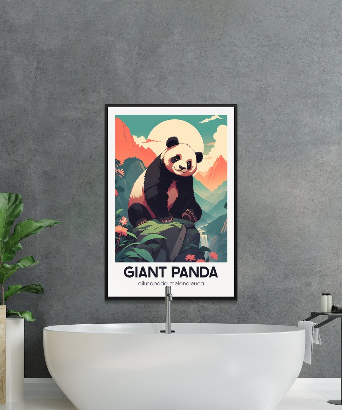 Vintage Giant Panda Poster, Endangered Species Wall Art, Retro Style ...