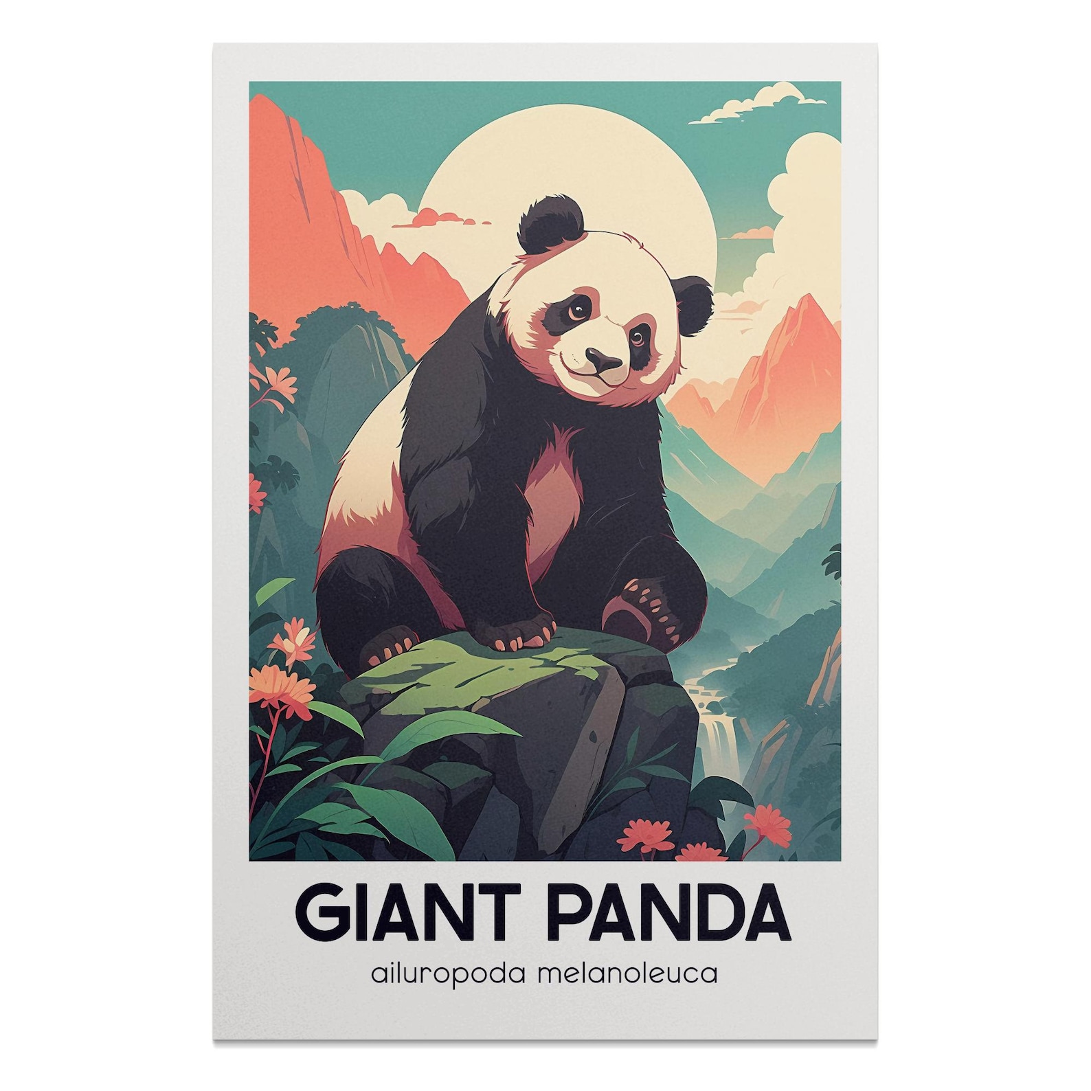 Vintage Giant Panda Poster, Endangered Species Wall Art, Retro Style ...