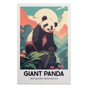 Vintage Giant Panda Poster, Endangered Species Wall Art, Retro Style ...