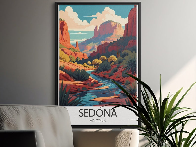 Vintage Sedona Arizona Travel Poster, Retro Style Wall Art, Colorful ...
