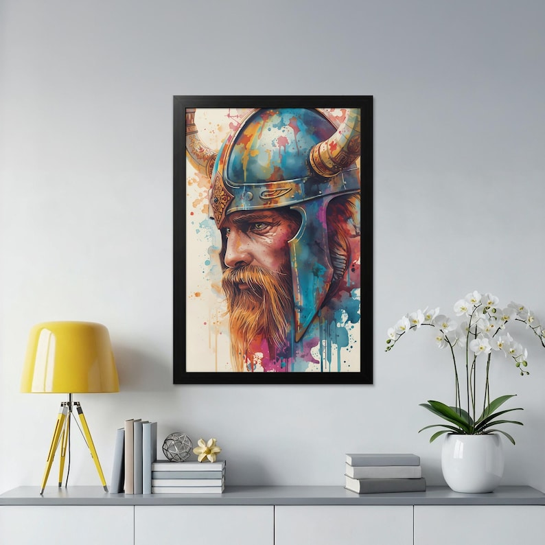Viking Warrior Wall Art Print, Watercolor Poster, Norse Mythology Decor ...